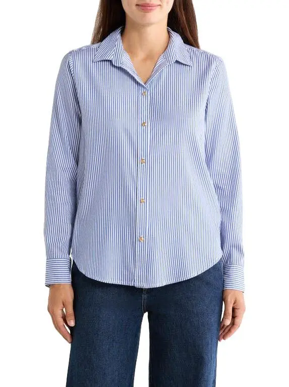 BEACHLUNCHLOUNGE Bentley Striped Cotton Button-up Shirt - Blue Stone
