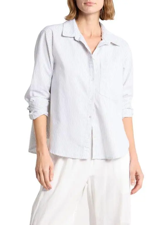 BEACHLUNCHLOUNGE Striped Cotton Shirt - Sage Moss