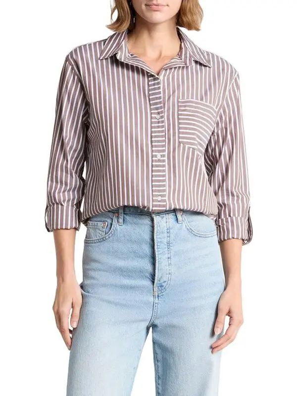 BEACHLUNCHLOUNGE Carson Stripe Button-up Shirt - Hickory