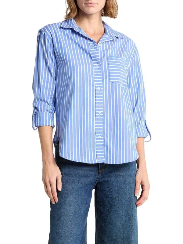 BEACHLUNCHLOUNGE Carson Stripe Button-up Shirt - Rustic Blueberry