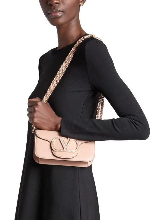 Valentino Garavani Small Locò Leather Shoulder Bag - Rose