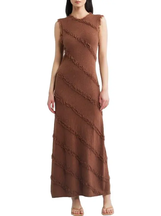 Rails Claudia Fringed Sleeveless Maxi Dress - Cinnamon