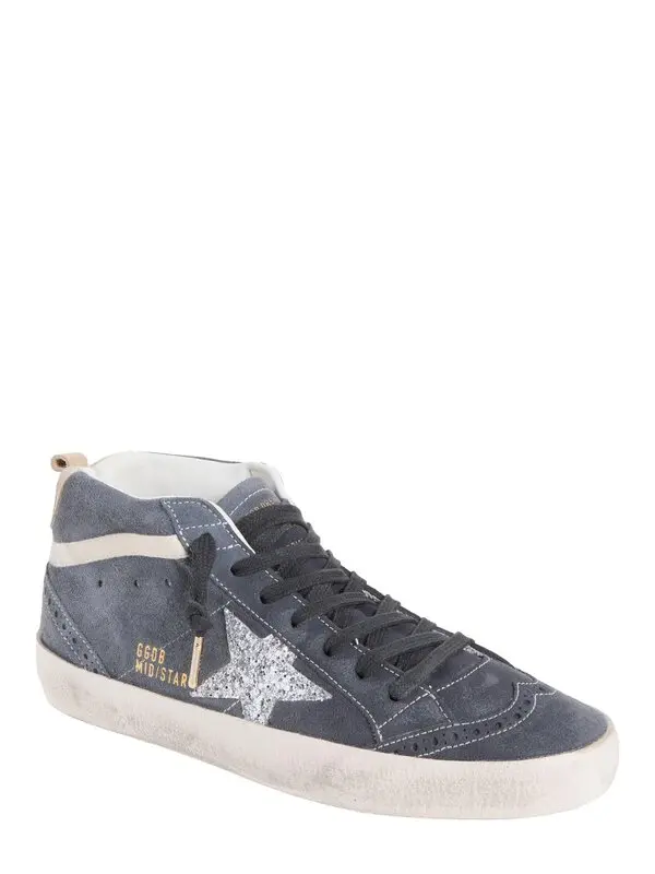 GOLDEN GOOSE Glitter Star Mid Sneaker - Blue/silver/beige