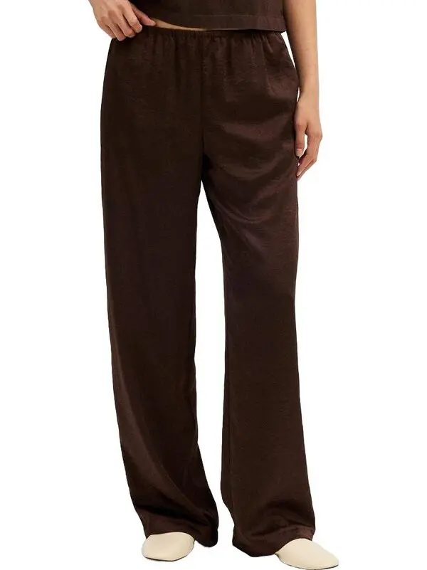 Madewell Devon Satin Wide Leg Pants - Dark Chicory