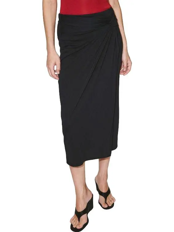 Mango Ruched Knot Midi Skirt - Charcoal