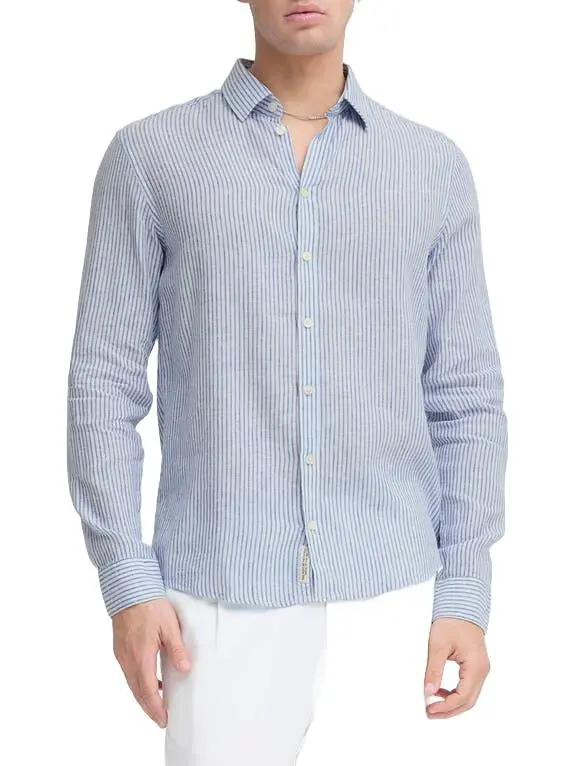 CASUAL FRIDAY Striped Linen And Cotton Shirt - Surf The Web