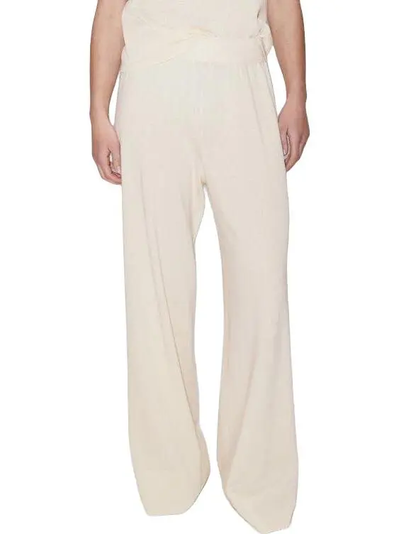 Mango Textured Knit Straight Leg Pants - Sand