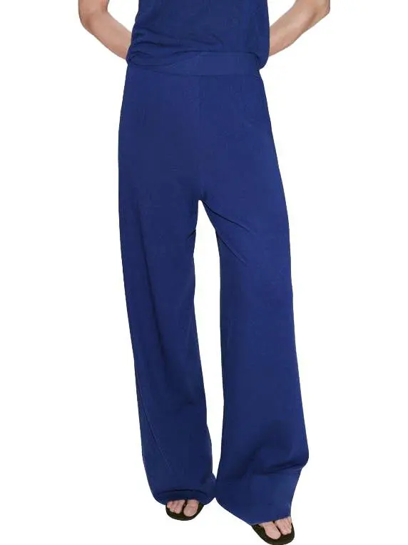 Mango Textured Knit Straight Leg Pants - Vibrant Blue