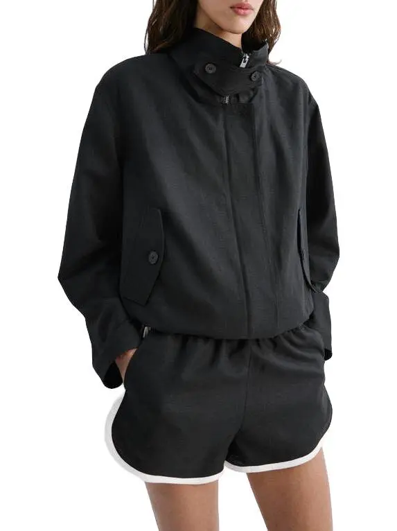 Mango Funnel Neck Bomber Jacket - Black