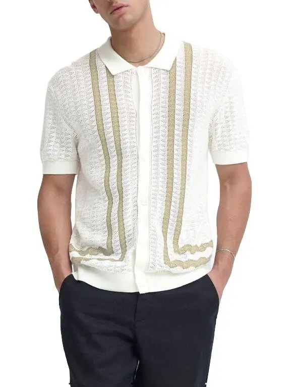 CASUAL FRIDAY Holla Pointelle Knit Sweater Polo - Marshmallow