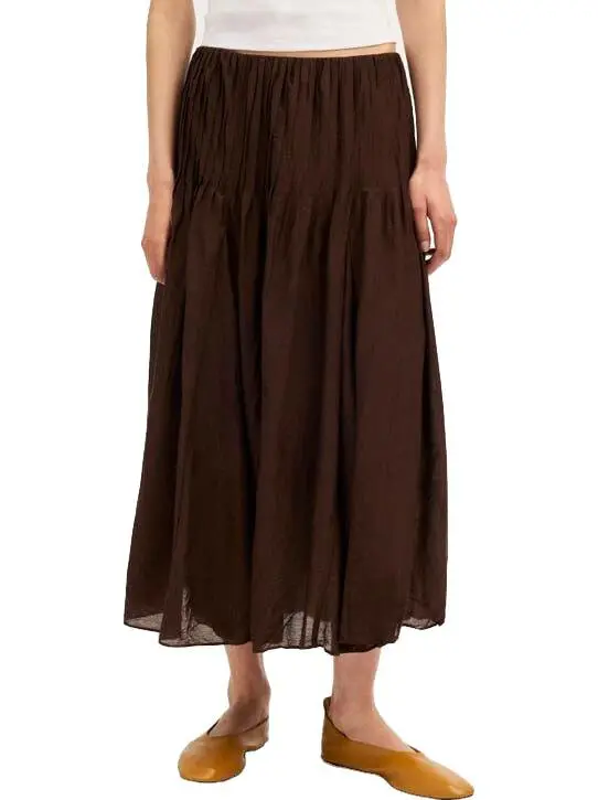 Madewell Pintuck Midi Skirt - Dark Chicory