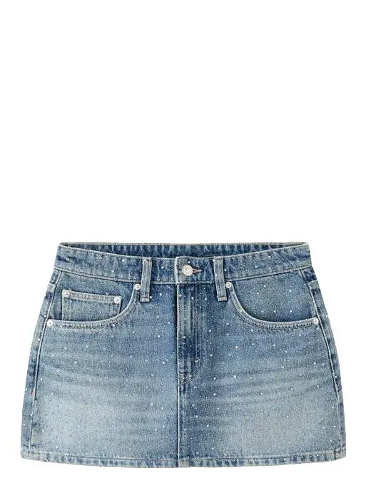 Mango Embellished Denim Mini Skirt - Medium Blue