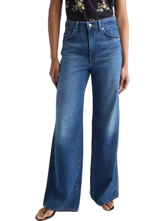 Veronica Beard Kasey Mid Rise Wide Leg Jeans - Bright Blue