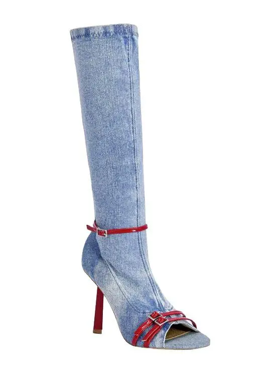 AZALEA WANG Emra Knee High Boot - Denim