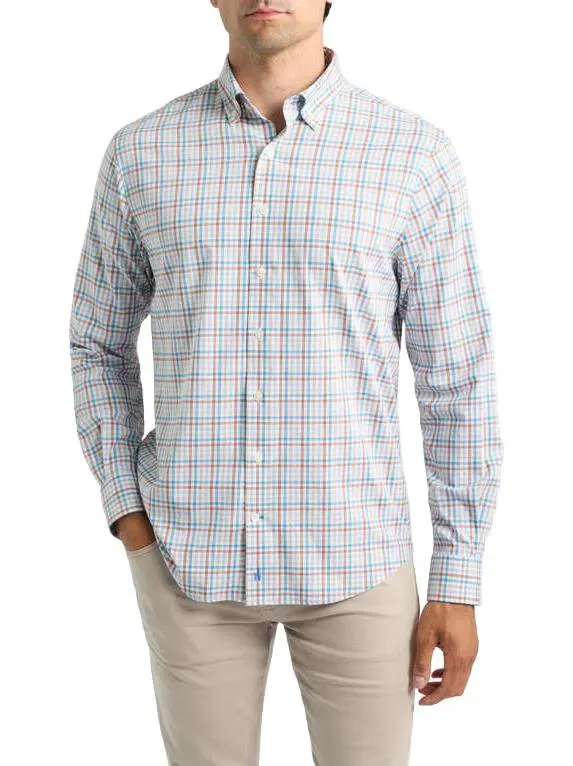 Johnnie-o Redwood Check Plaid Long Sleeved Button Down Shirt - Canyon