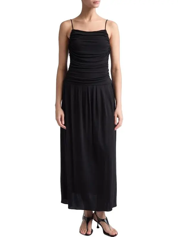 KALLMEYER Reese Ruched Sleeveless Maxi Dress - Black