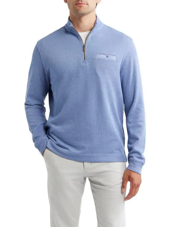 Johnnie-o Flame Stitch Quarter Zip Pullover - Cloudburst