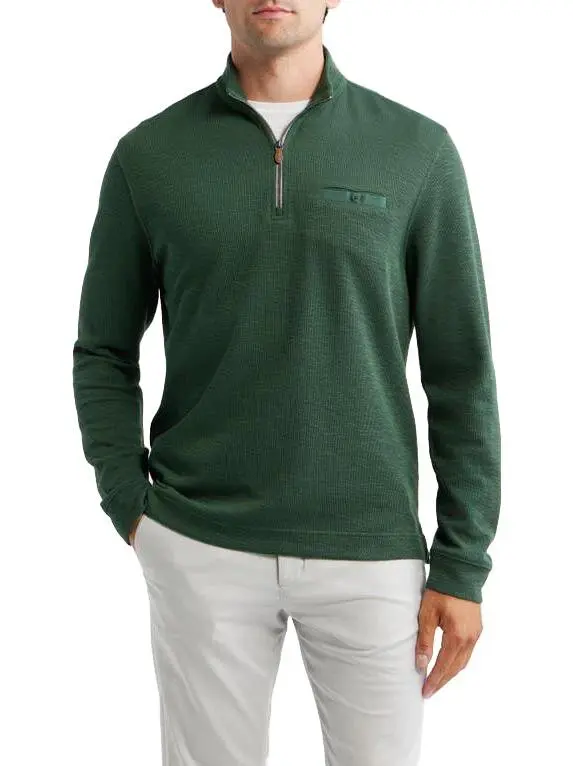 Johnnie-o Flame Stitch Quarter Zip Pullover - Evergreen