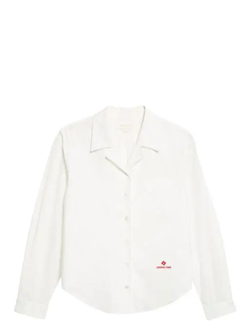 SHUSHU/TONG Open Collar Cotton Button-up Shirt - White