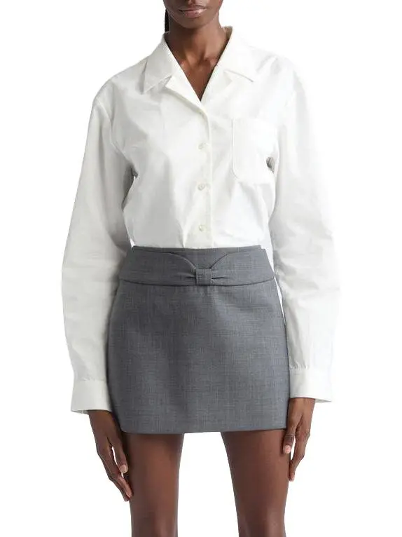 SHUSHU/TONG Open Collar Cotton Button-up Shirt - White