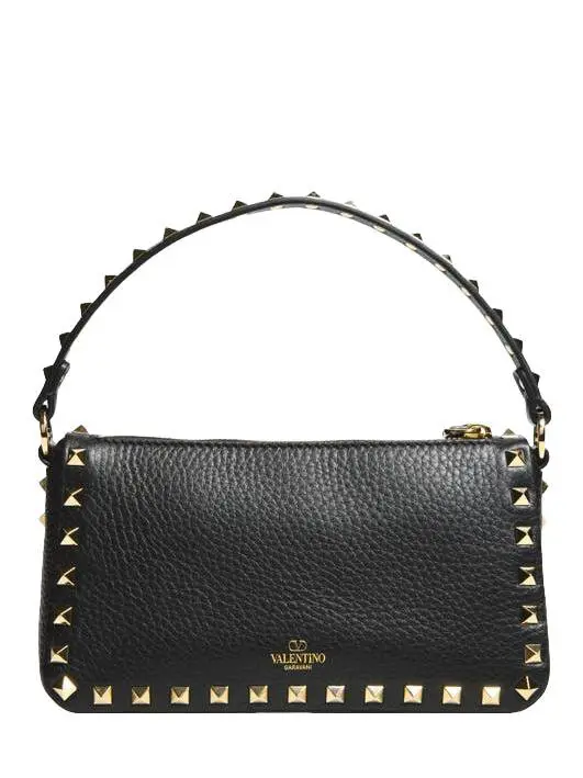 Valentino Garavani Small Rockstud Leather Shoulder Bag - Black