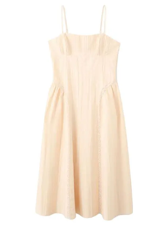 Mango Lace Trim Corset Dress - Sand