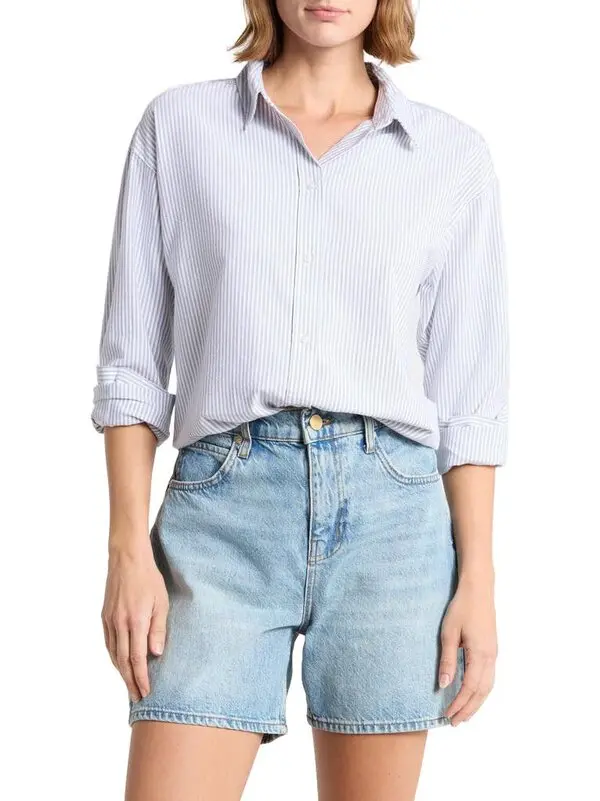BEACHLUNCHLOUNGE Oversize Cotton Button-up Shirt - Silver Sage