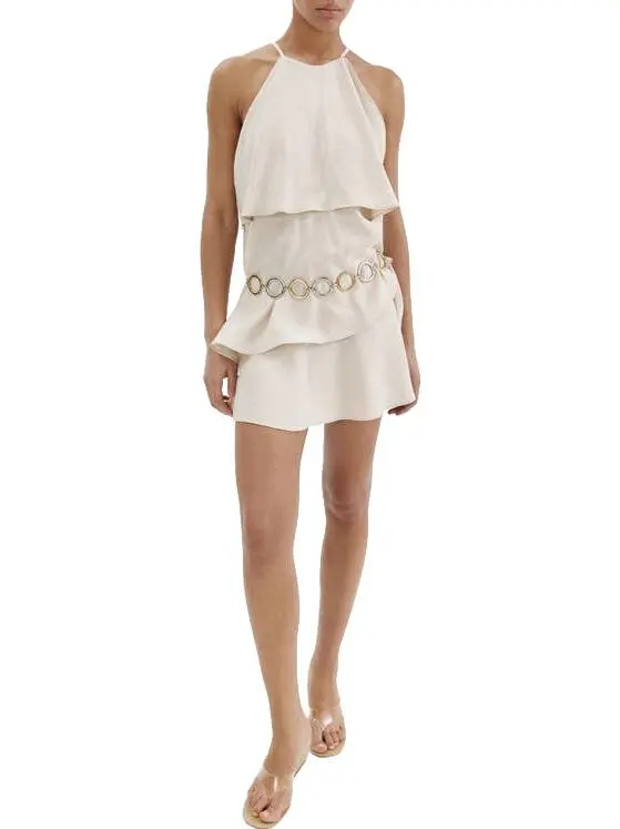 Mango Ruffled Modal Blend Dress - Ecru
