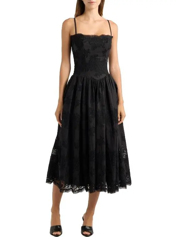 House Of Cb Chloe Broderie Anglaise Party Dress - Black