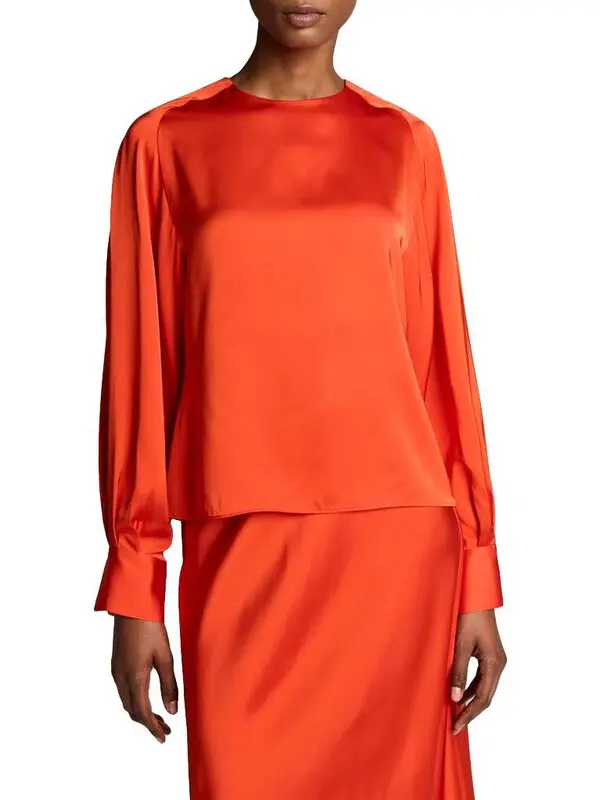 Vince Tie-back Satin Top - Crimson
