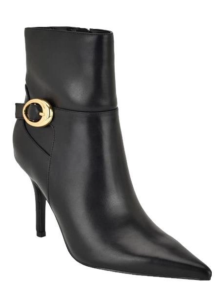 Nine West Buckle Embellished Pointed Toe Stiletto Bootie - Black
