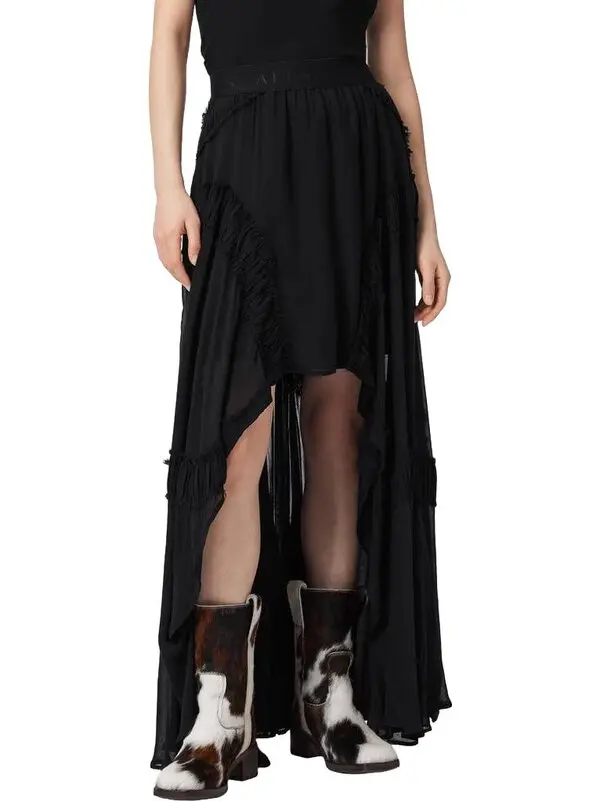 ALLSAINTS Dorina Tiered High-low Maxi Skirt - Black