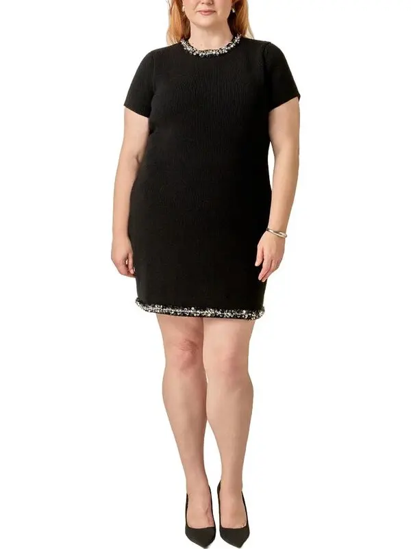 Endless Rose Embellished Sheath Dress - Black