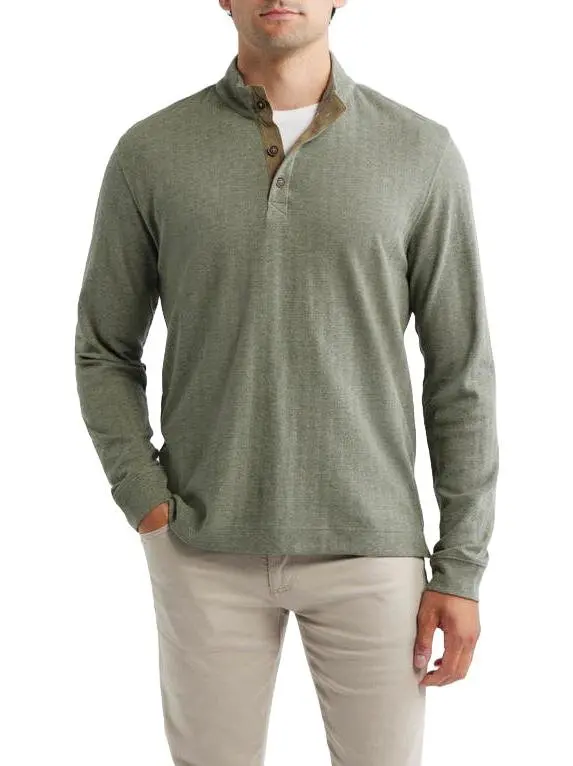 Johnnie-o Herringbone Long Sleeve Henley - Sequoia