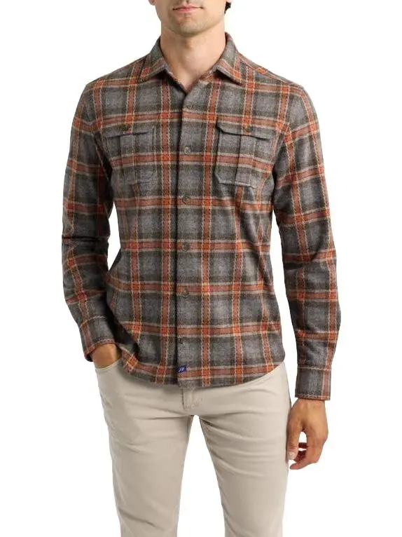 Johnnie-o Downhill Pane Long Sleeve Button Up Shirt - Charcoal