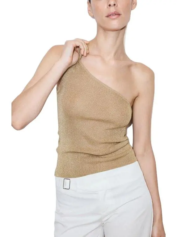 Mango Metallic Asymmetric Knit Top - Gold