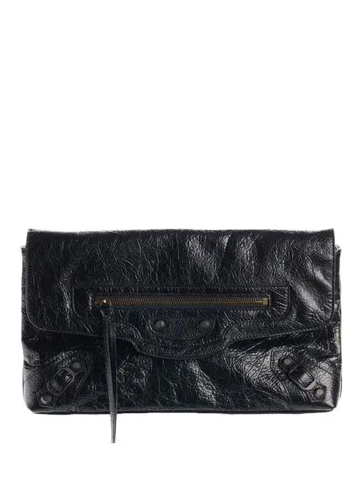 Balenciaga Le City Clutch In Crinkled Lambskin - 1000 Black