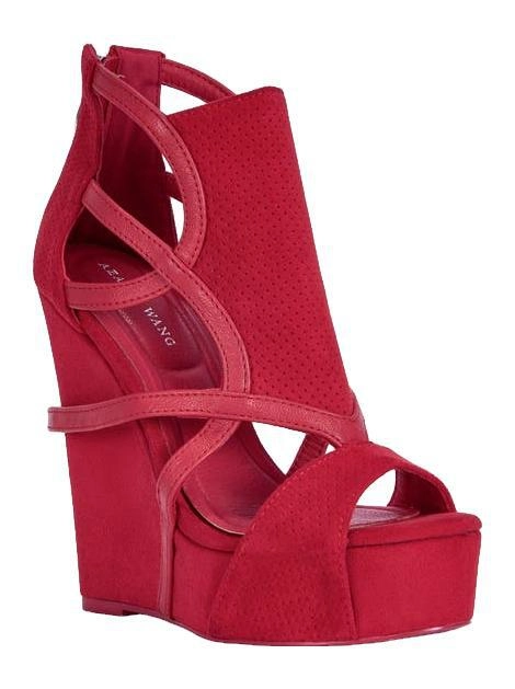 AZALEA WANG Strappy Wedge Sandals - Red