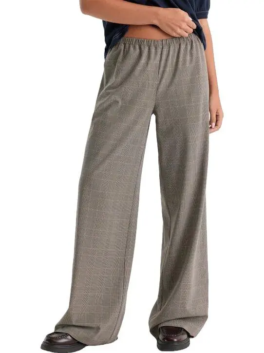 Good American Plaid Wide Leg Trousers - Mini Plaid