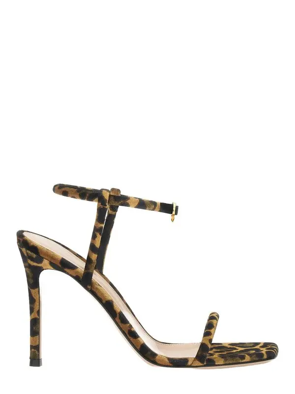 GIANVITO ROSSI Mayfair Leopard Print Stiletto Sandals - Brown Faric