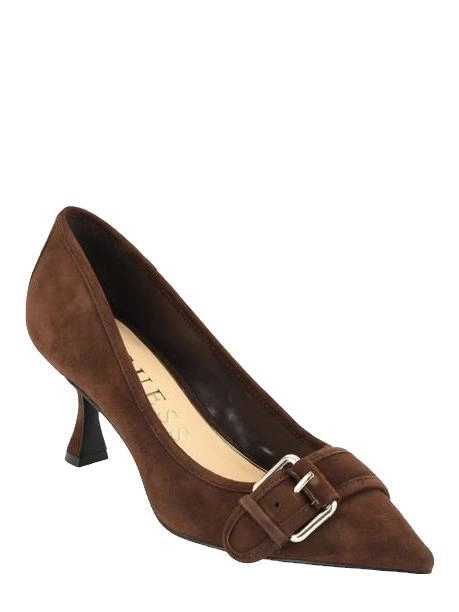 Guess Andey Pointed Toe Pump With Buckle Detail - Chocolate