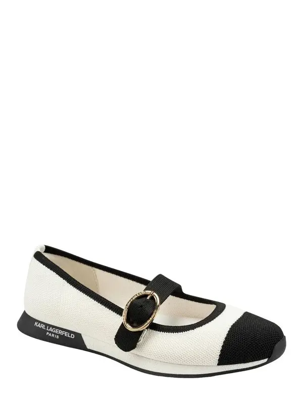 Karl Lagerfeld Paris Manuela Mary Jane Sneaker - Cream/black