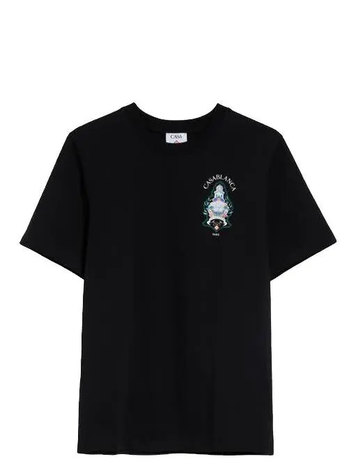Casablanca Classic Fit Hotel Emblem Organic Cotton Graphic T-shirt - Black Jersey