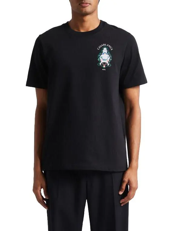 Casablanca Classic Fit Hotel Emblem Organic Cotton Graphic T-shirt - Black Jersey