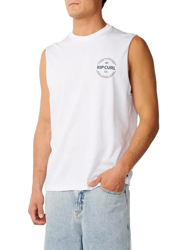Rip Curl Staple Cotton Graphic Muscle T-shirt - White