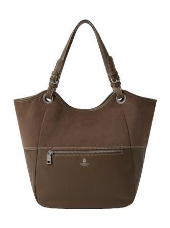 OSPREY LONDON Luxe Woodstock Suede & Leather Tote Bag - Dark Truffle