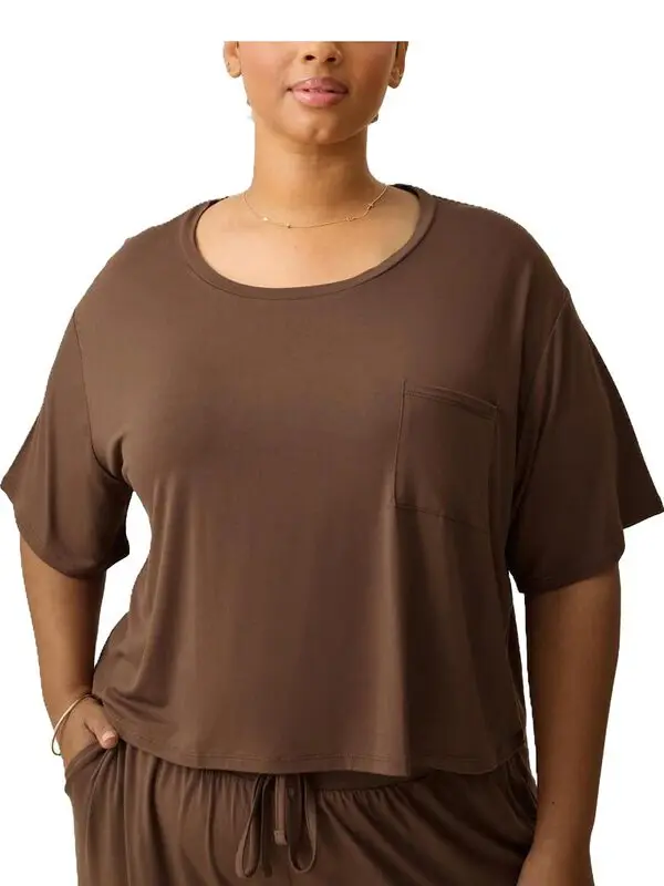 KINDRED BRAVELY Aria Casual Cropped Short Sleeve Top - Chocolate