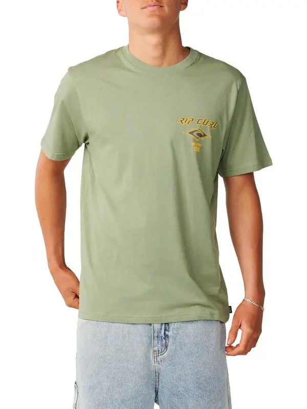 Rip Curl Fade Out Icon Cotton Graphic T-shirt - Sage