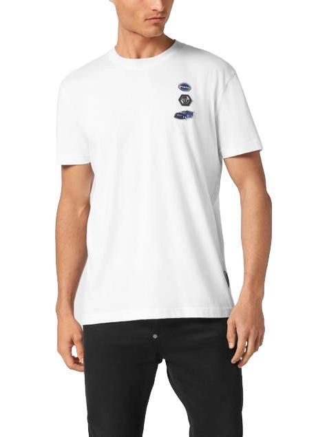 Philipp Plein Jersey T-shirt Round Neck Ss Cars Racing - White
