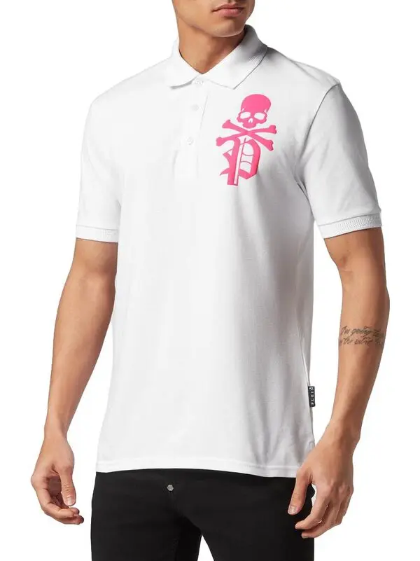 Philipp Plein Polo Shirt Skull&bones - White